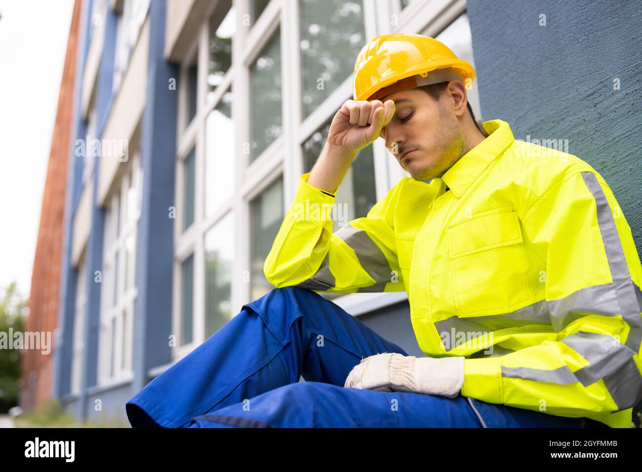 Upset Sad Construction Worker. Unhappy Foreman Contractor Stock Photo ...