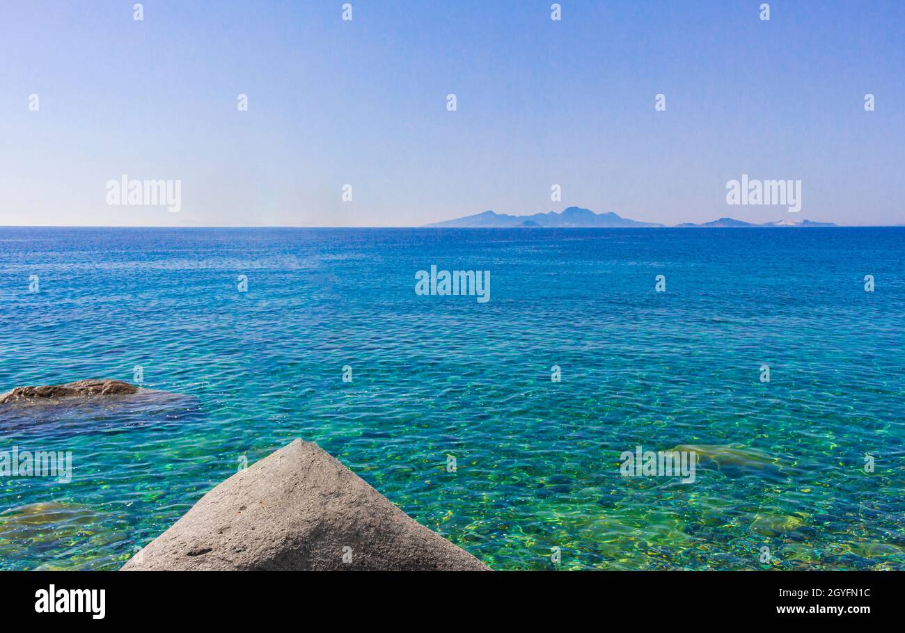 Panorama of natural coastal landscapes on Kos Island in Greece with ...