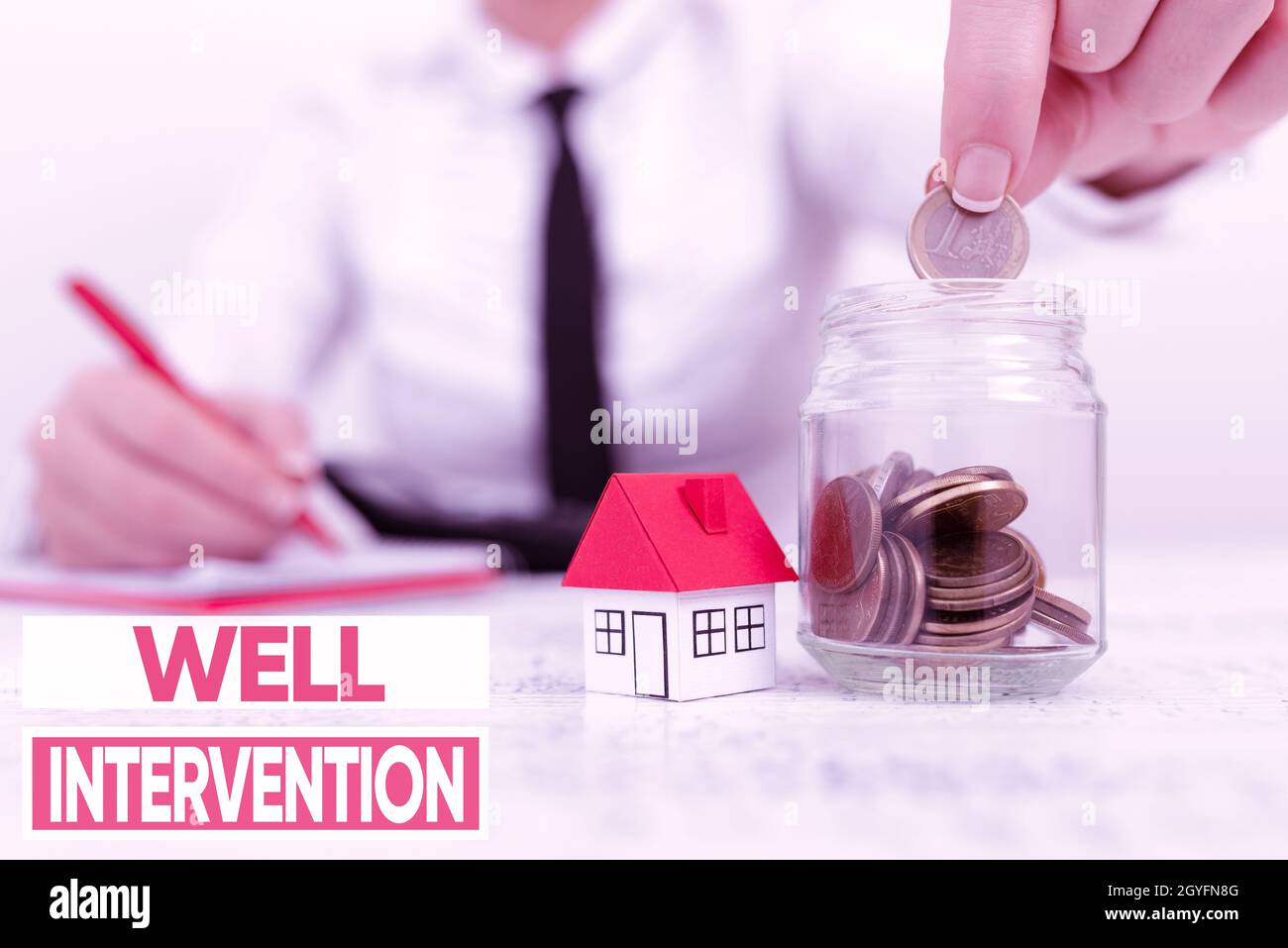 Hand writing sign Well Intervention, Business showcase work carried out ...