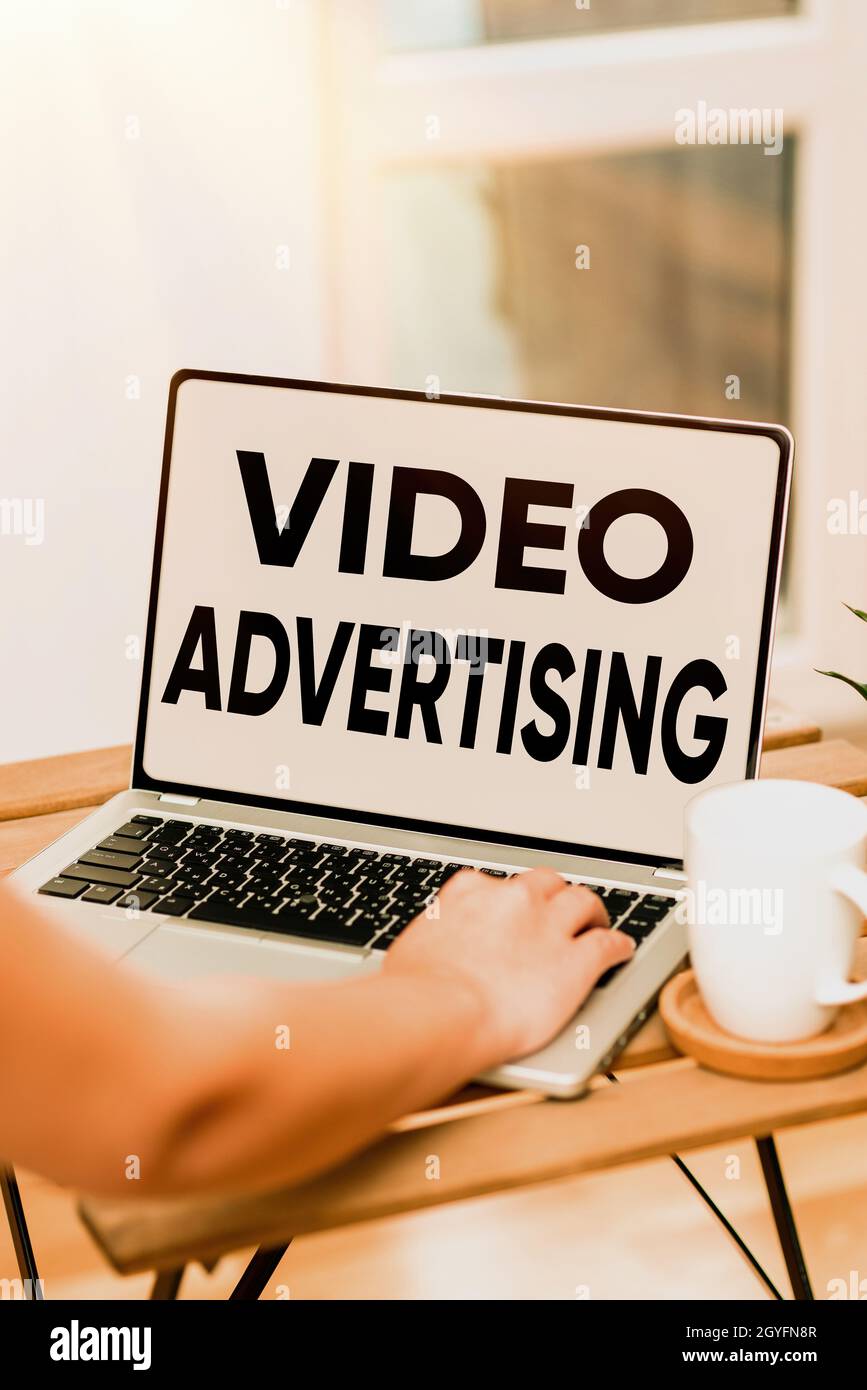 Hand writing sign Video Advertising, Business concept encompasses ...