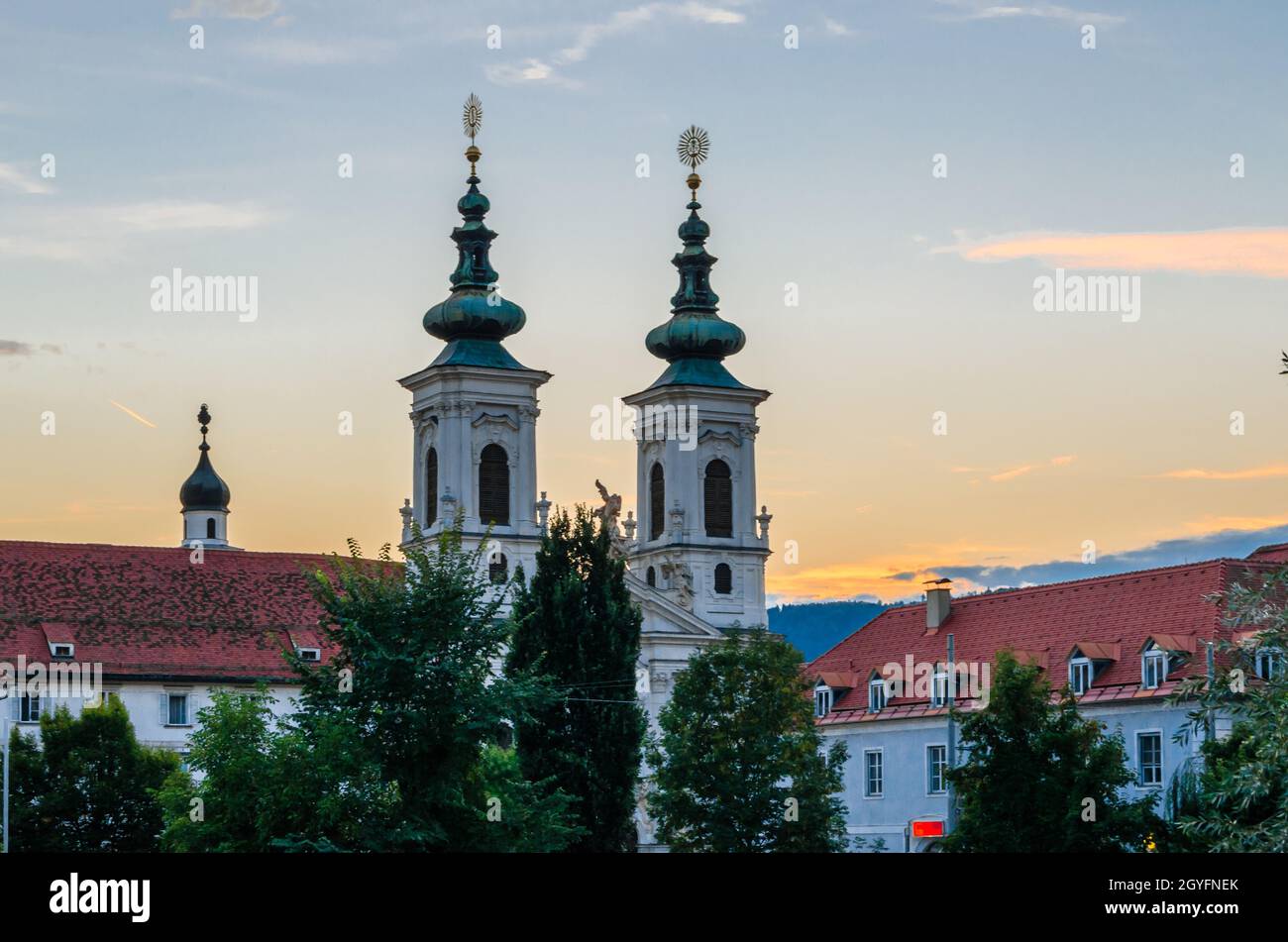 Religious architecture, view of a church in Graz, Austria Stock Photo ...