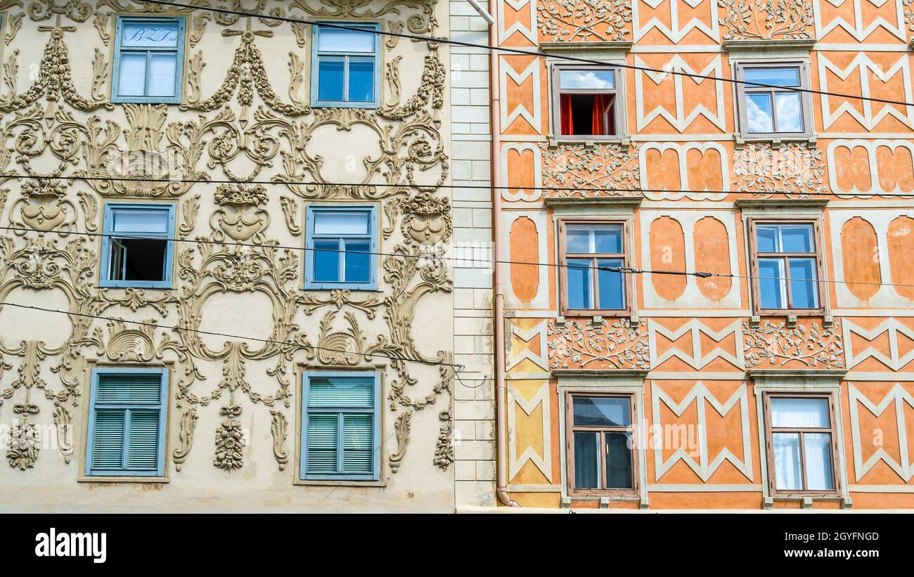 Architecture detail in the city of Graz, Styria, Austria Stock Photo ...