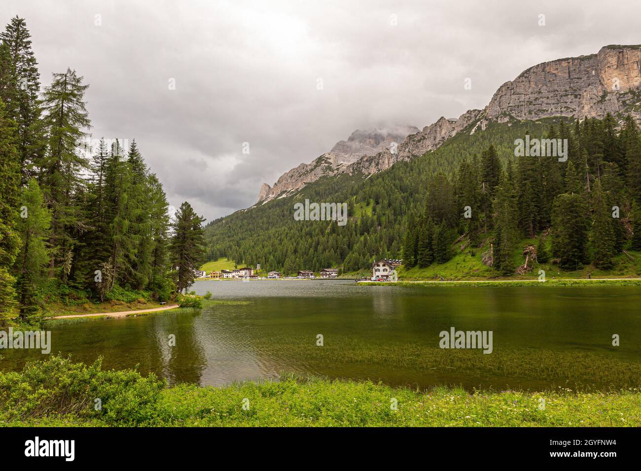 view ok Lake Misurina is the largest natural lake of the Cadore Stock ...