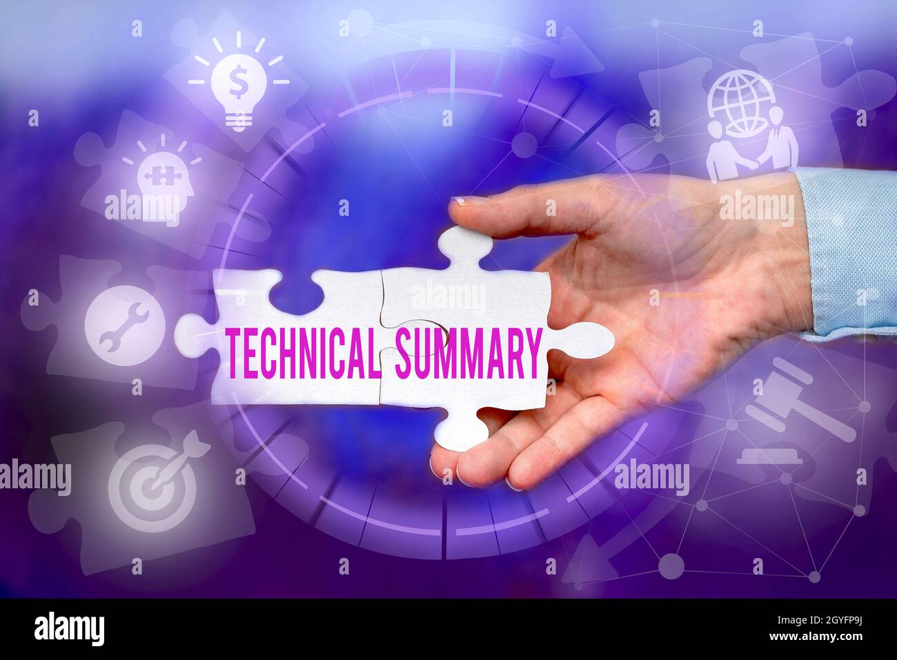 Hand writing sign Technical Summary, Concept meaning includes ...