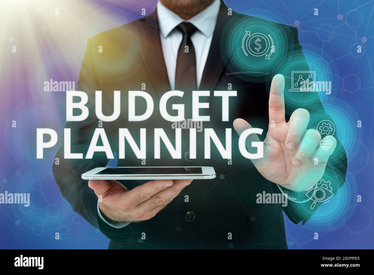 Sign displaying Budget Planning, Business overview process of ...