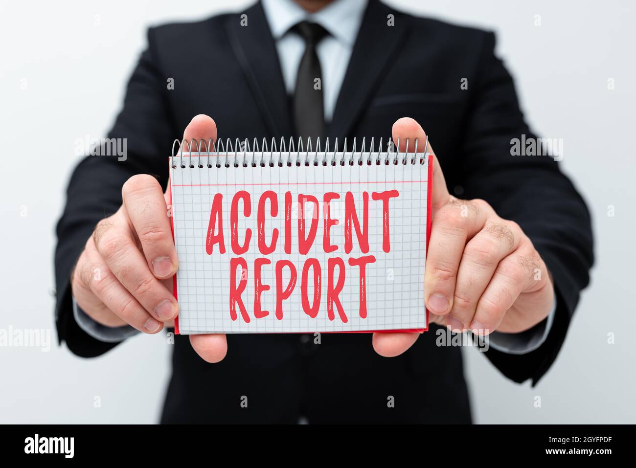 Hand writing sign Accident Report, Business concept formal recording of ...