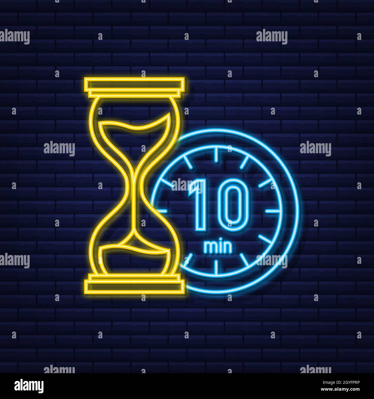 The 10 minutes, stopwatch vector neon icon. Stopwatch icon in flat ...
