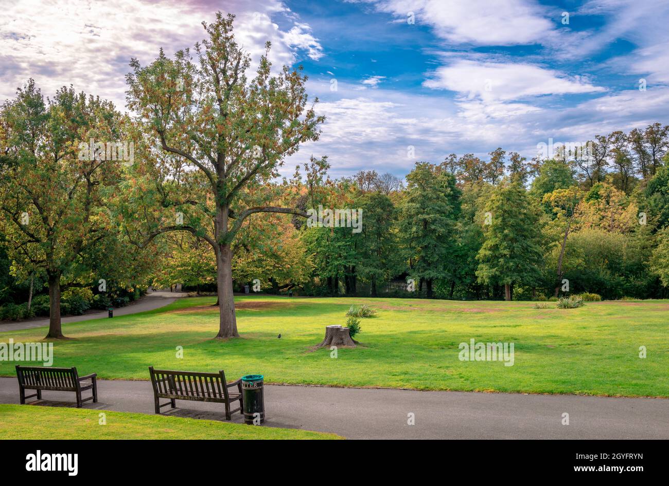 The Waterlow Park, on a Sunday morning in the fall. It is a public park ...