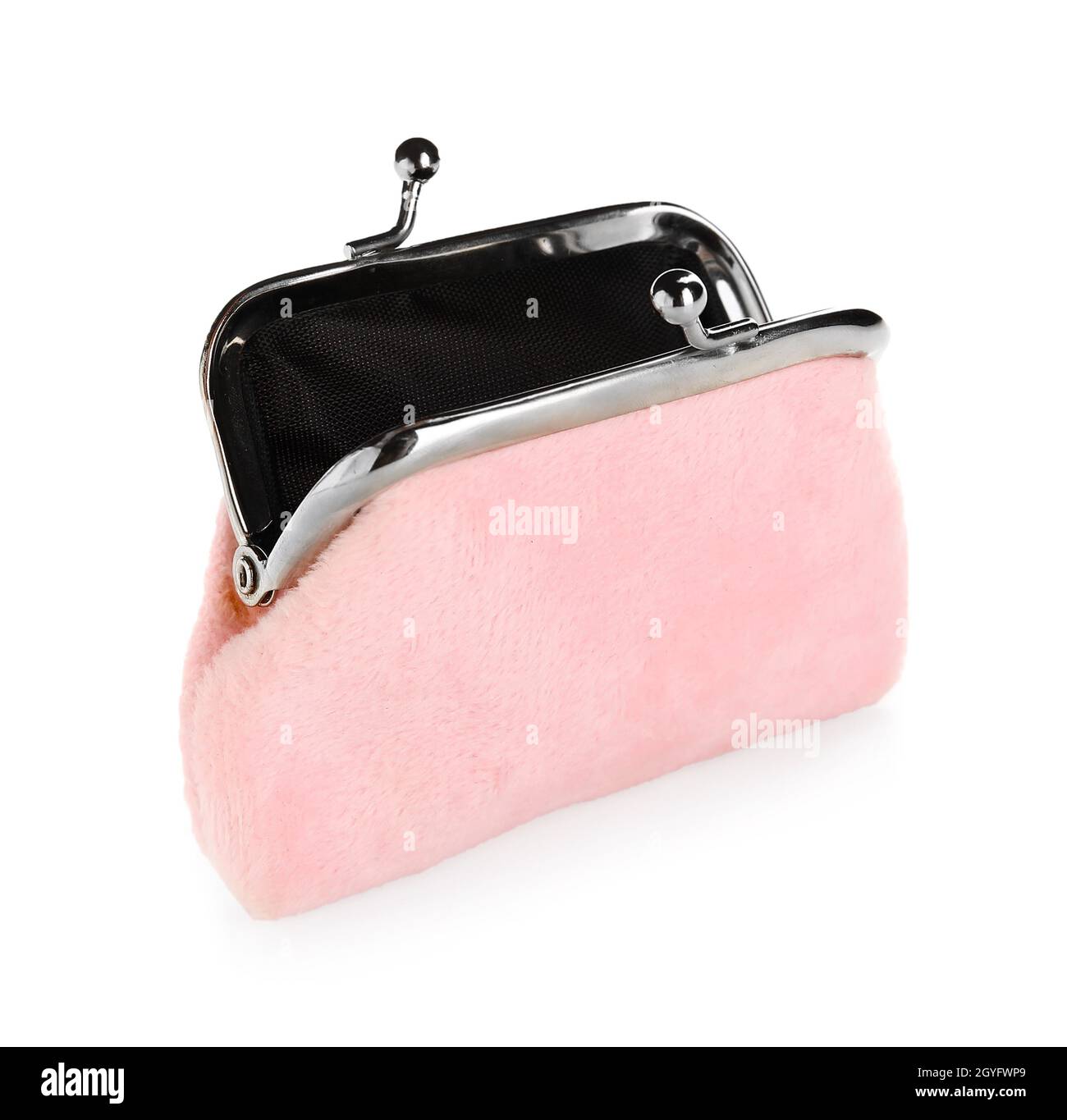 Pink wallet on white background Stock Photo - Alamy