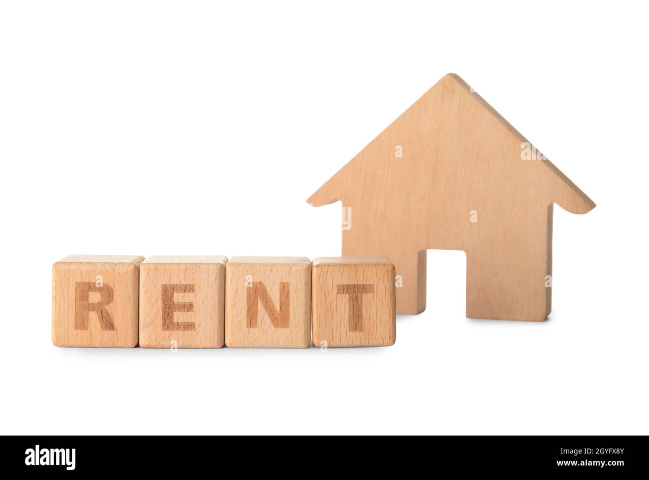 Mortgage word on wooden Cut Out Stock Images & Pictures - Alamy