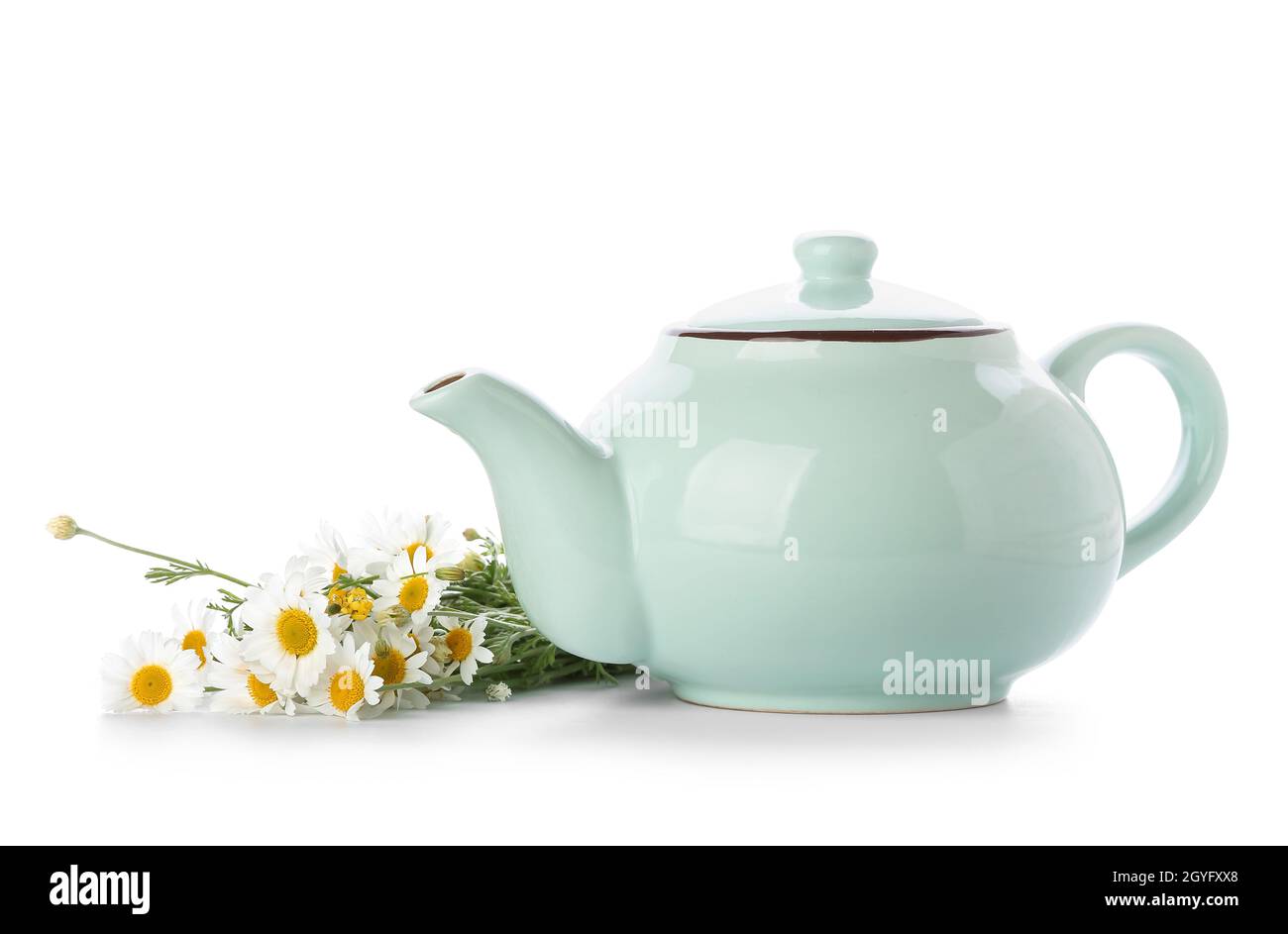 Teapot fresh flowers on Cut Out Stock Images & Pictures - Alamy