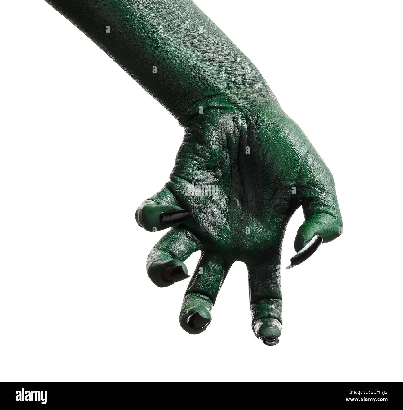 Halloween green witch's or zombie's hand isolated on white Stock Photo ...