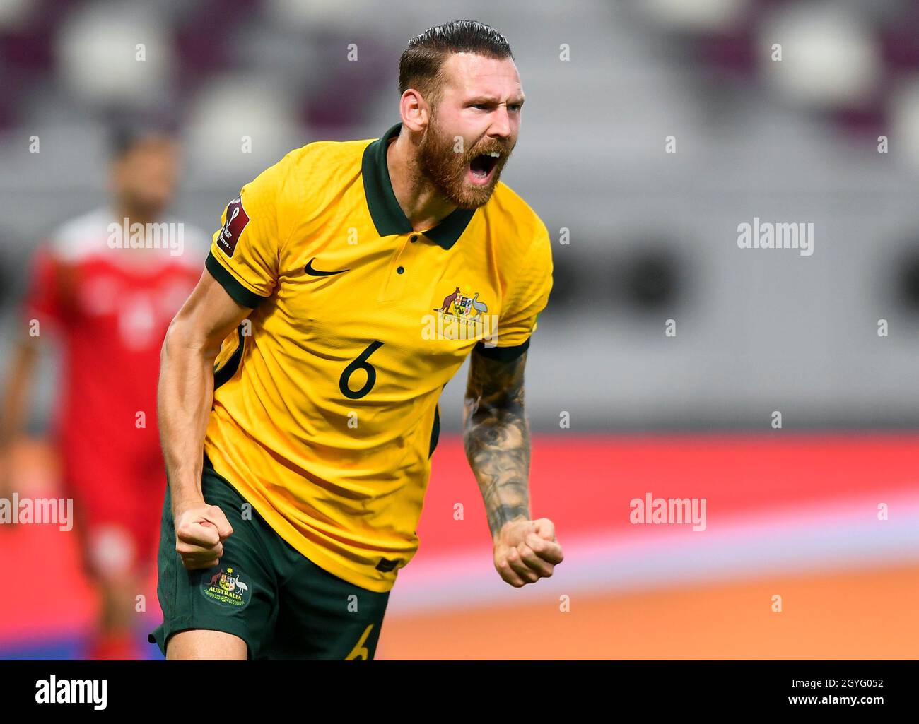 Doha, Qatar. 7th Oct, 2021. Martin Boyle of Australia celebrates during ...