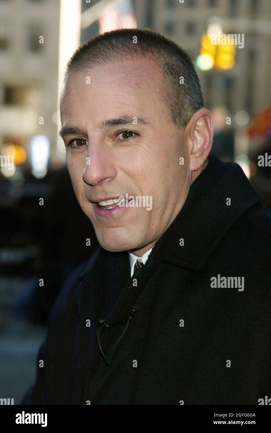 Matt Lauer outside "Today" Show in Rockefeller Plaza in New York City ...