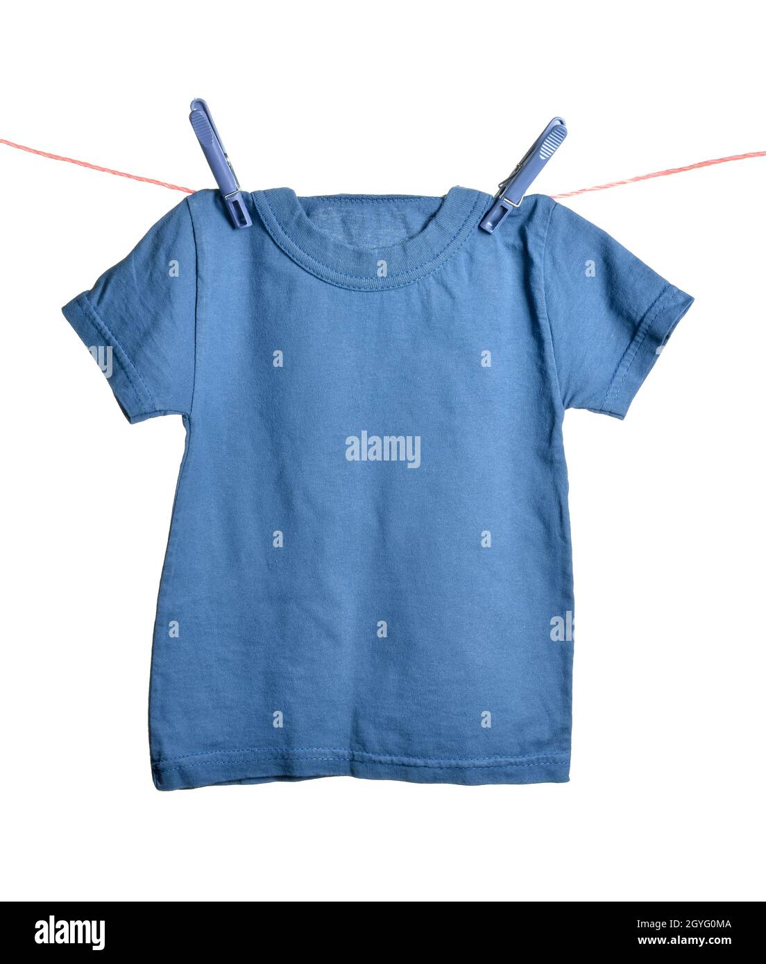 T-shirt hanging on rope against white background Stock Photo - Alamy