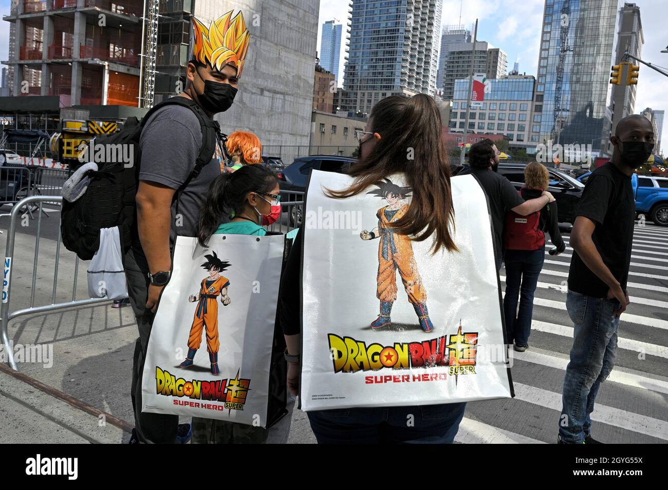 New York, USA. 07th Oct, 2021. A man wearing a Dragon Ball Z character ...