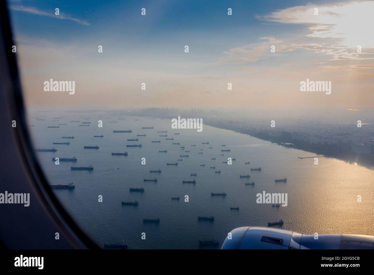 Ships waiting close to Singapore. These are parked until needed at port ...