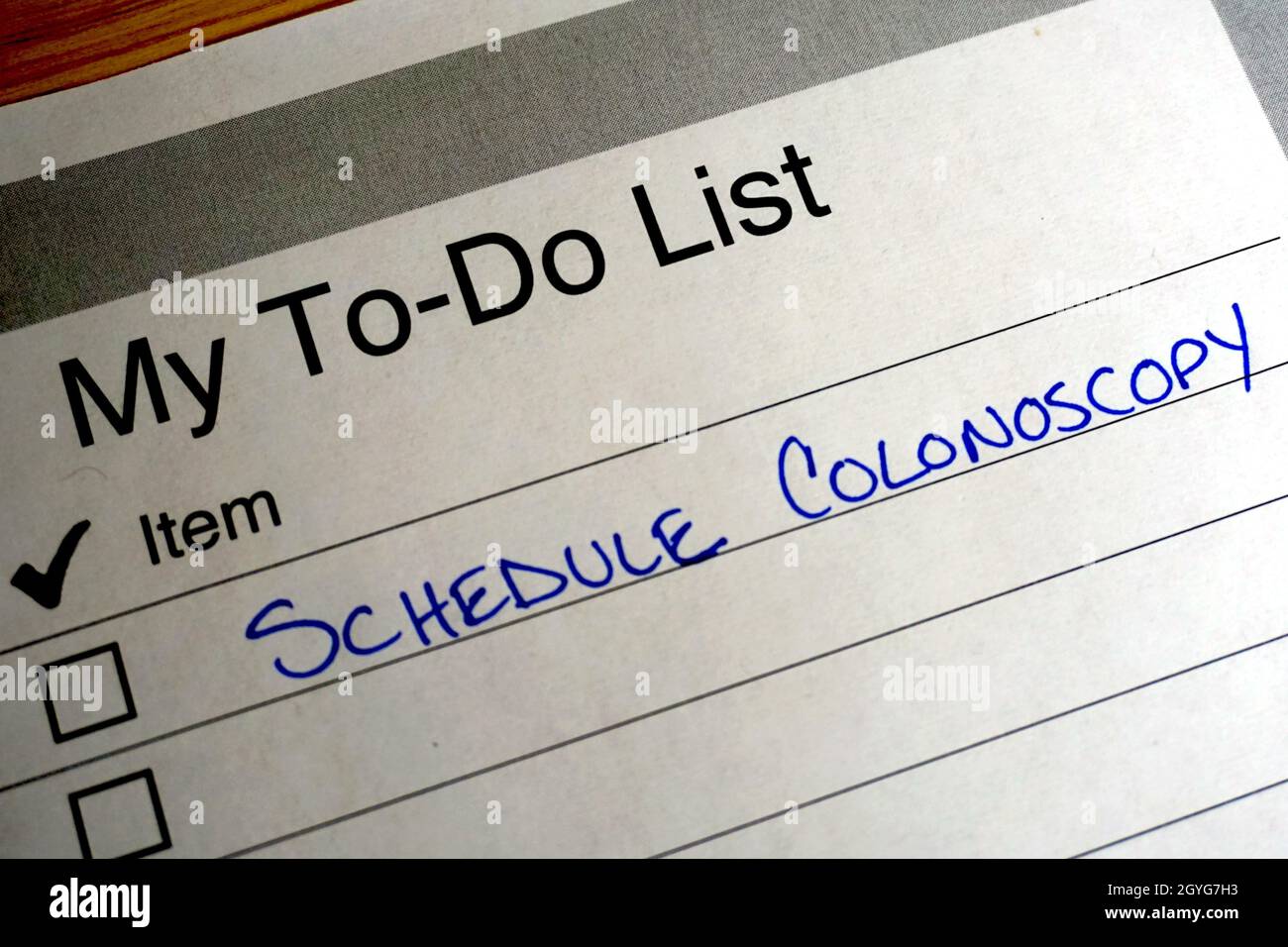 To Do List reminder to schedule colonoscopy to screen for colorectal ...