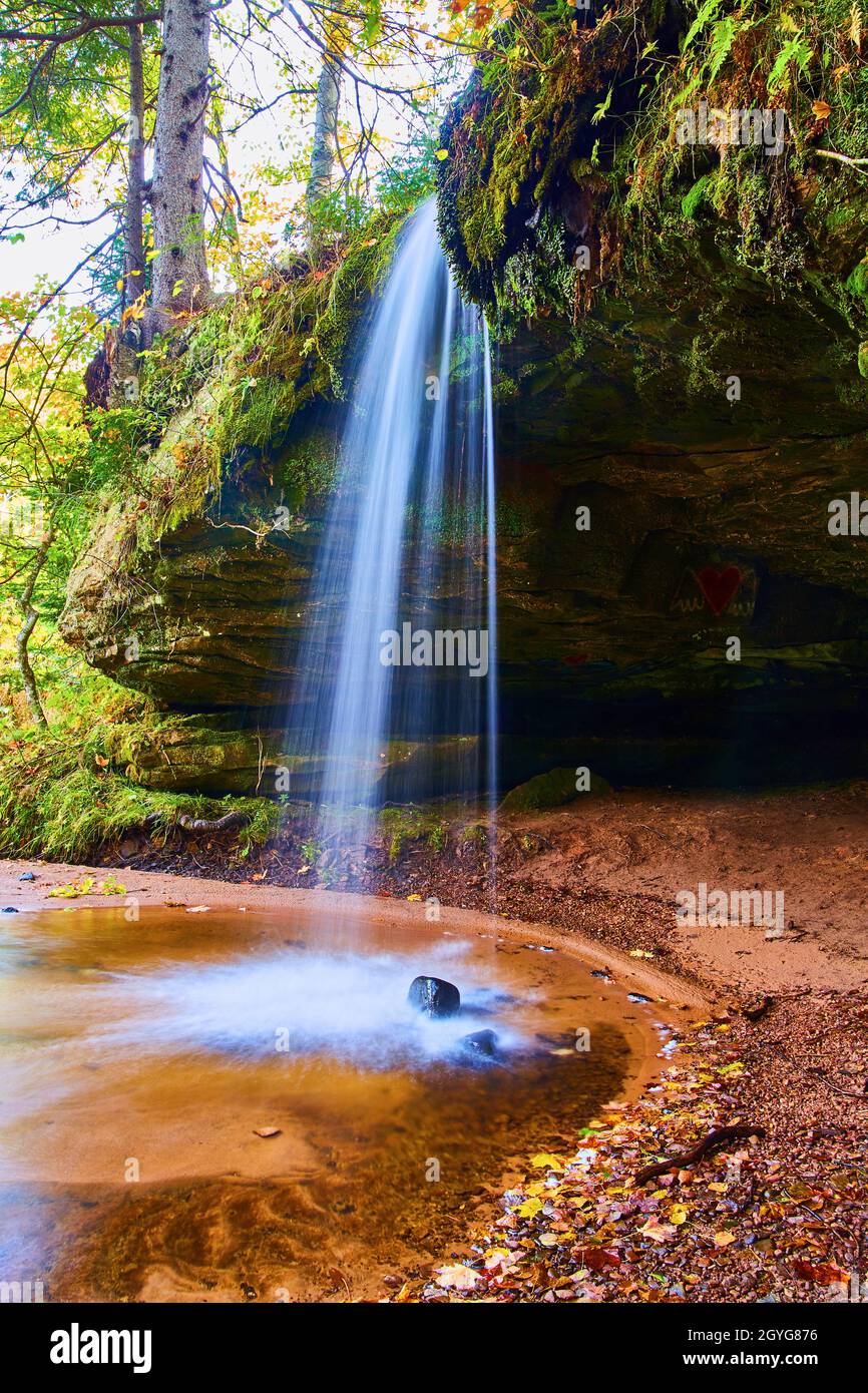 Scott Falls waterfall with circular basin and a deep circular cliff ...