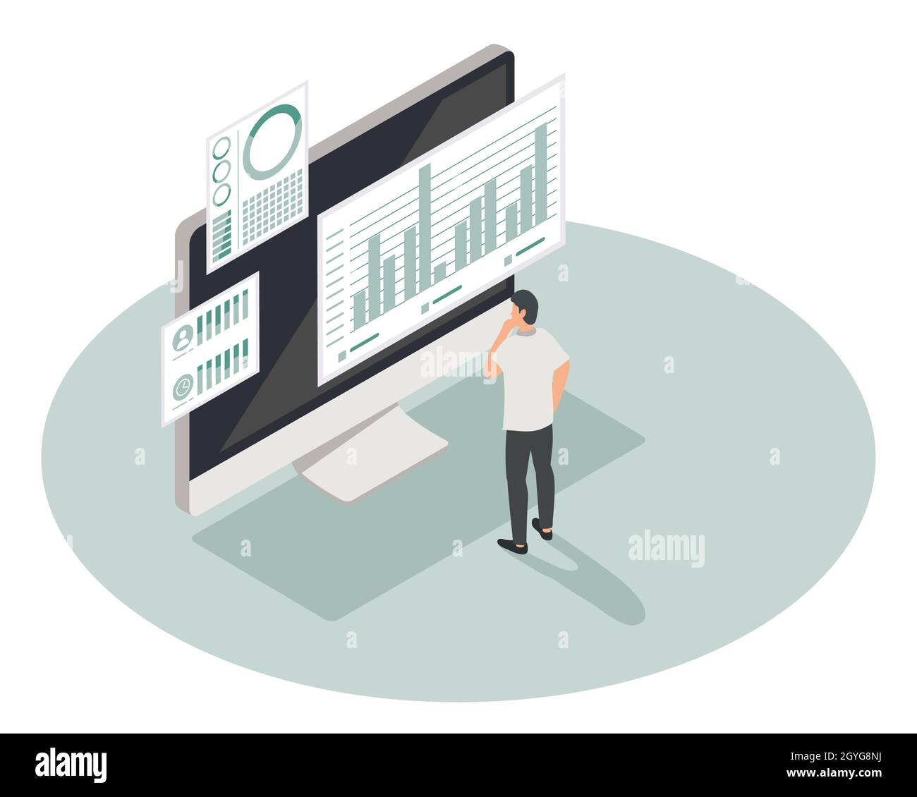 analytics data in desktop icon Stock Vector Image & Art - Alamy