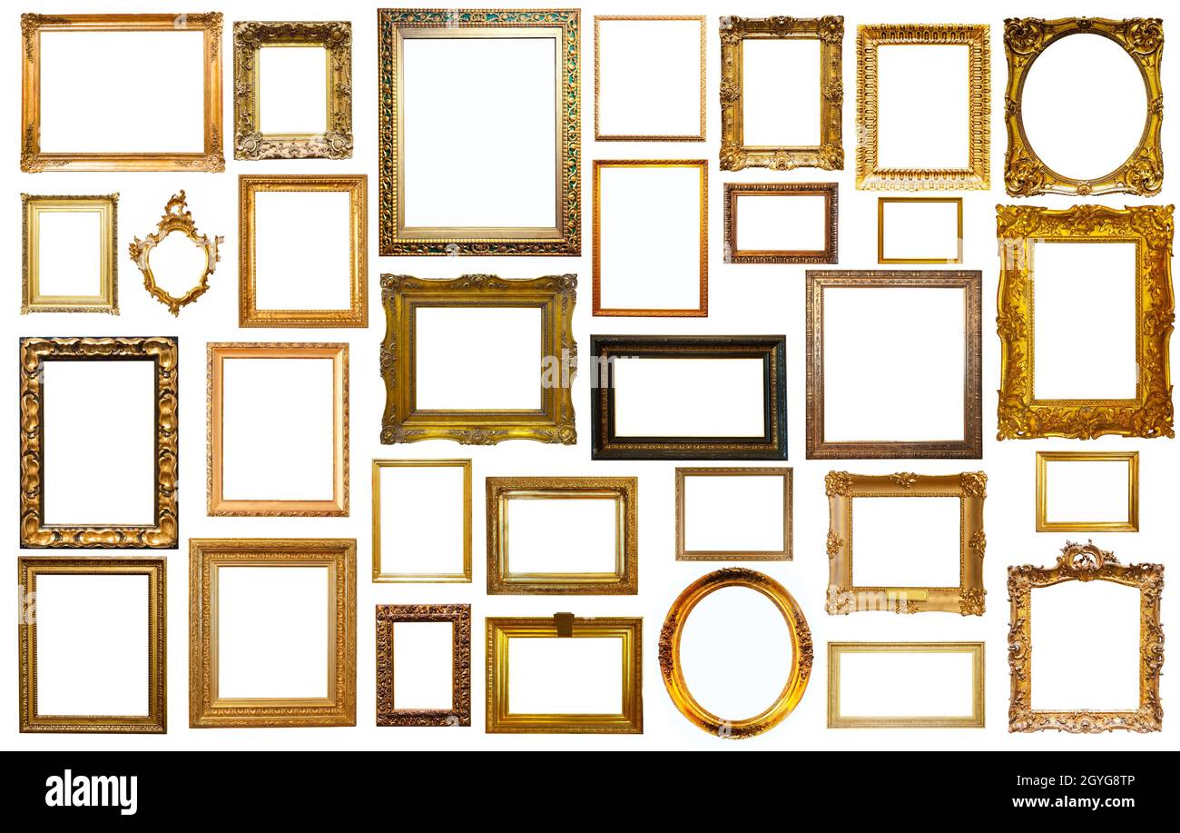 set of golden art frames Stock Photo - Alamy