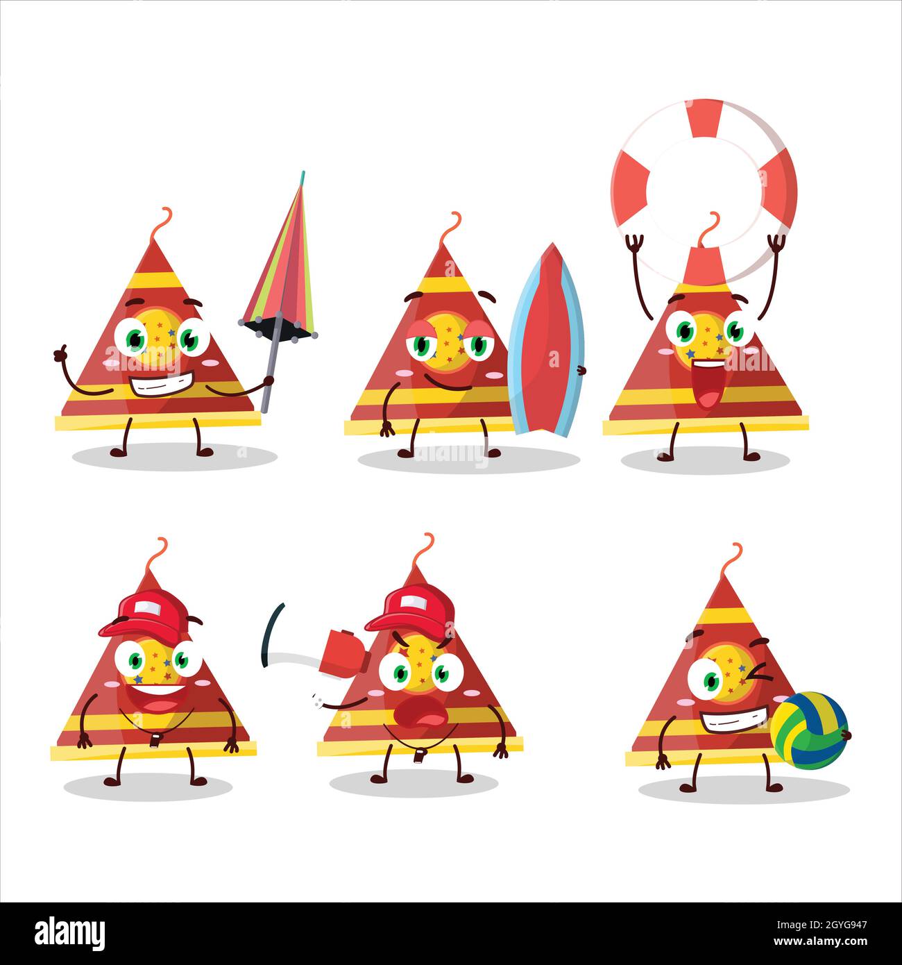 Happy Face firecracker smoke cone cartoon character playing on a beach ...