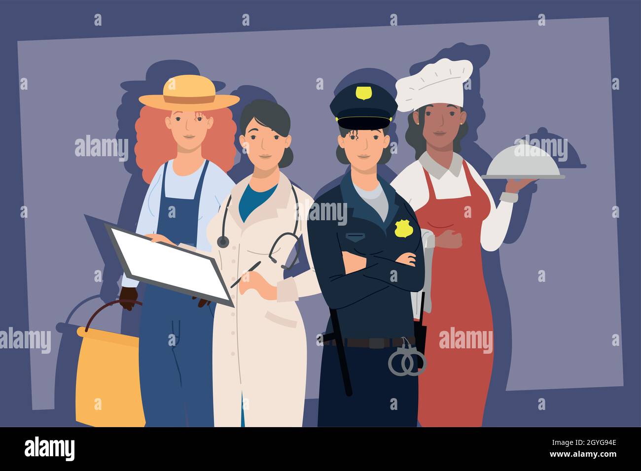 four professionals workers characters scene Stock Vector Image & Art ...