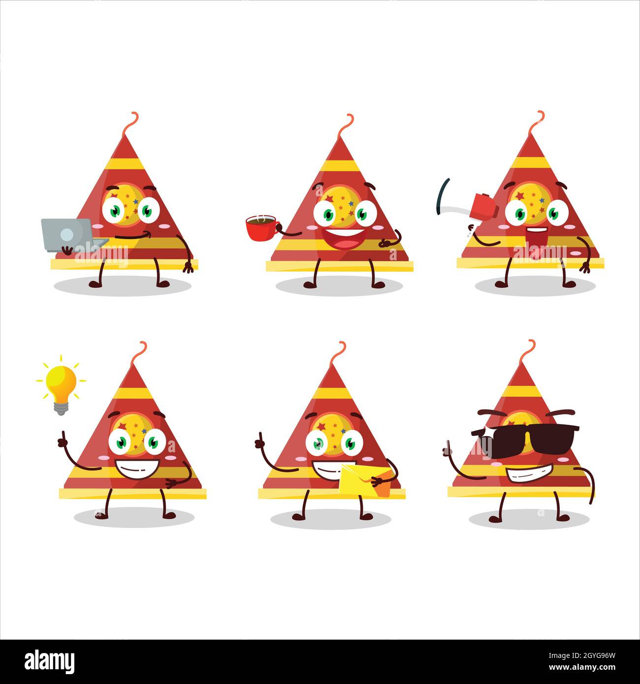 Firecracker smoke cone cartoon character with various types of business ...