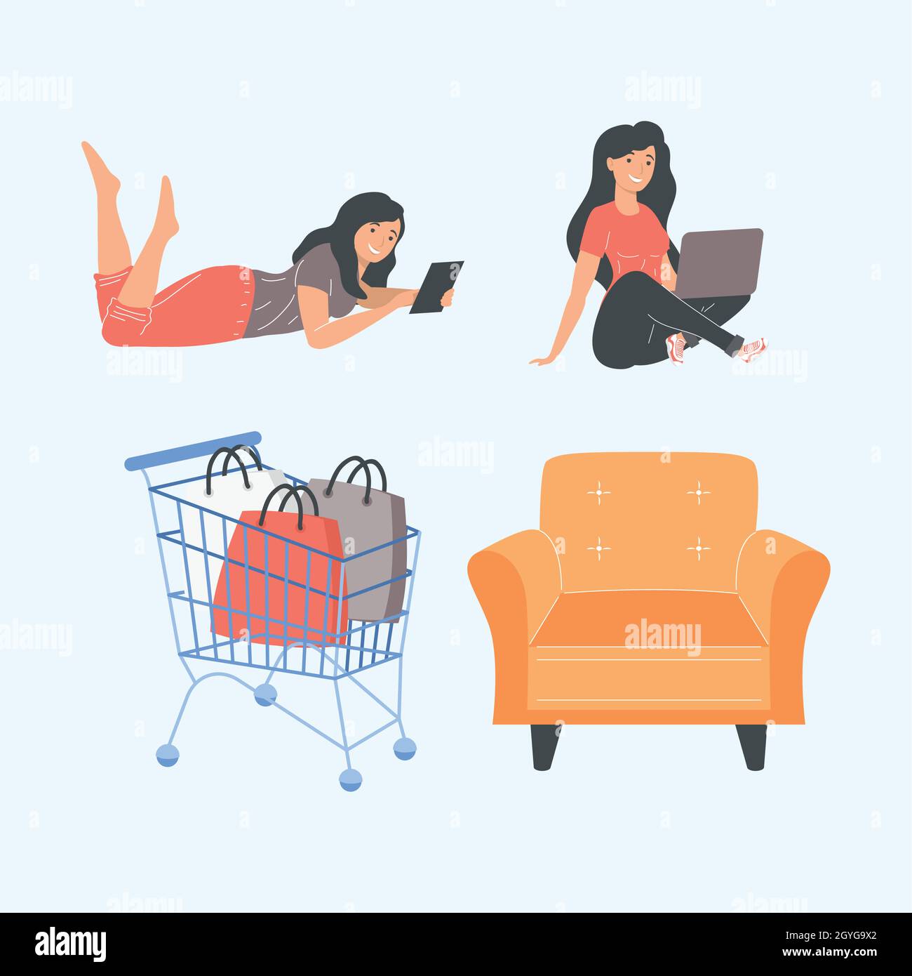 two women virtual sale icons Stock Vector Image & Art - Alamy