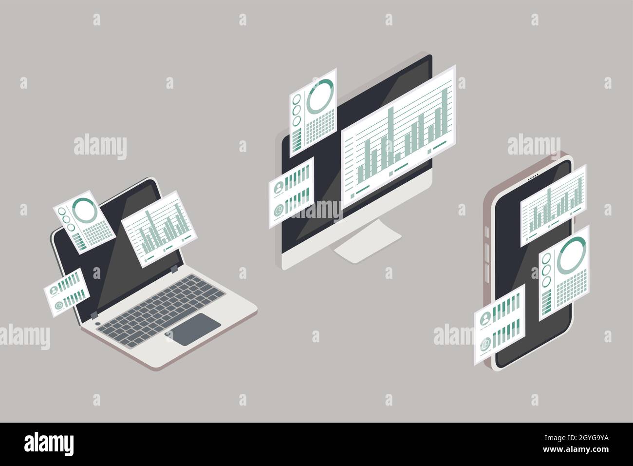 three analytics data devices icons Stock Vector Image & Art - Alamy