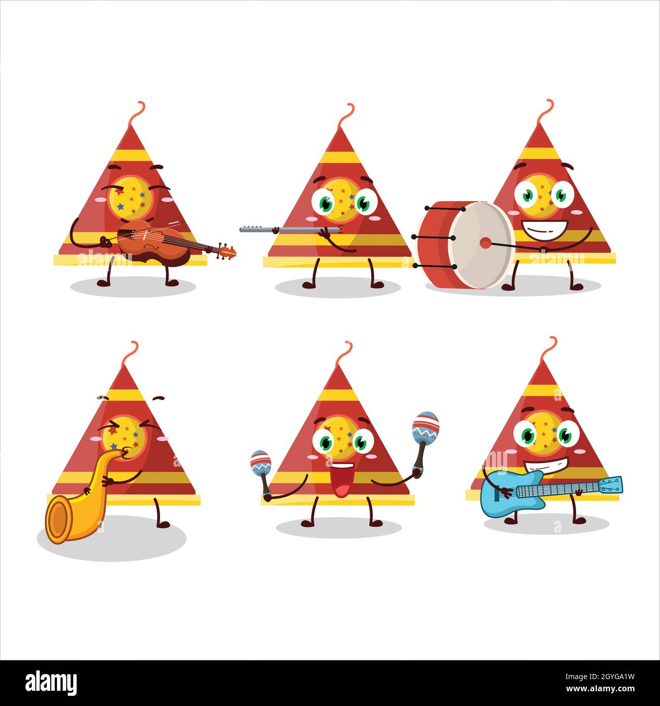 Cartoon character of firecracker smoke cone playing some musical ...
