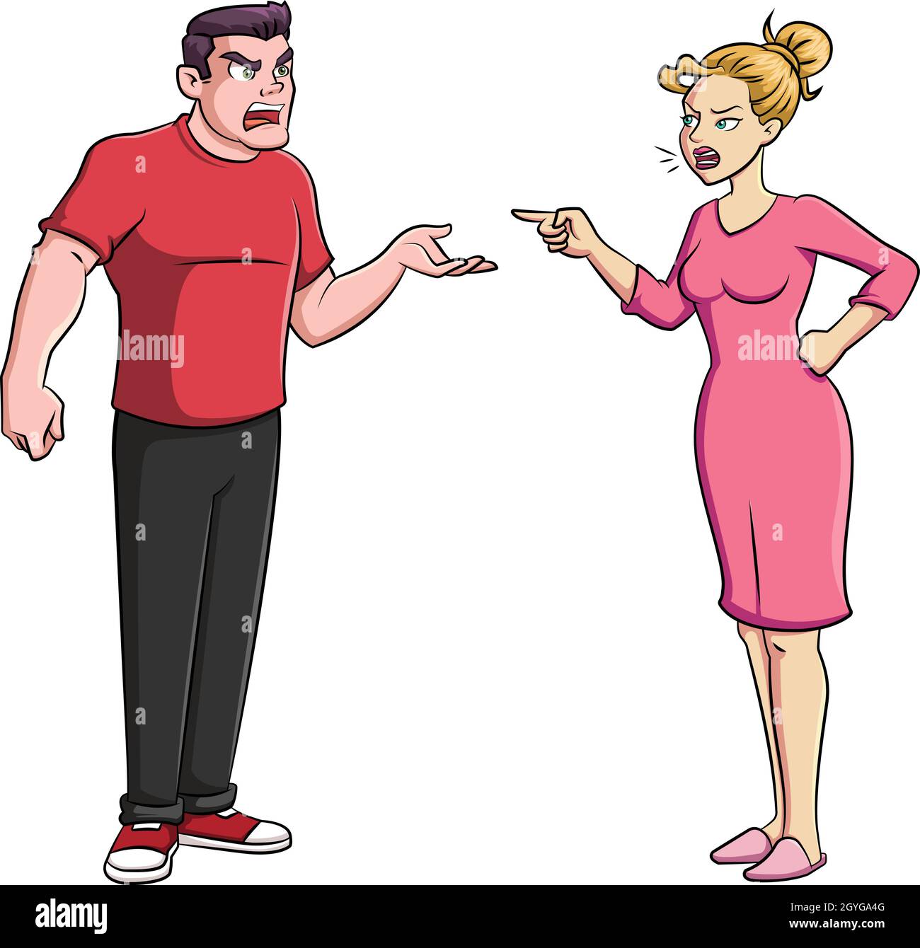 Cartoon vector illustration of a mother and father arguing Stock Vector ...
