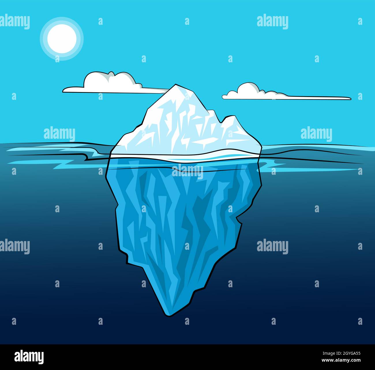 Iceberg Cartoon Sea With Waves