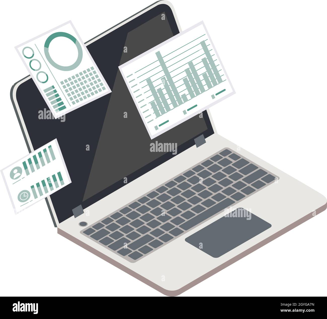 laptop with analytics data icon Stock Vector Image & Art - Alamy
