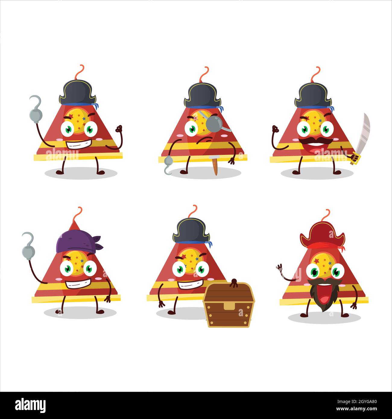 Cartoon character of firecracker smoke cone with various pirates ...