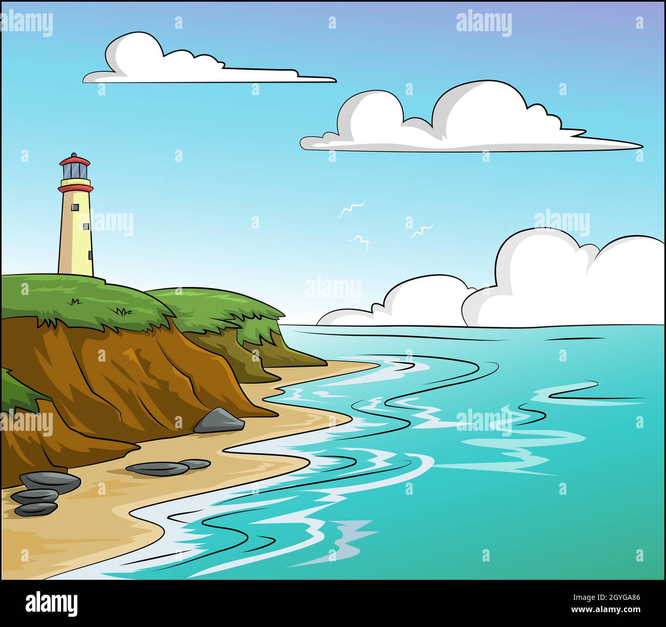 Lighthouse and steep coast Stock Vector Images - Alamy