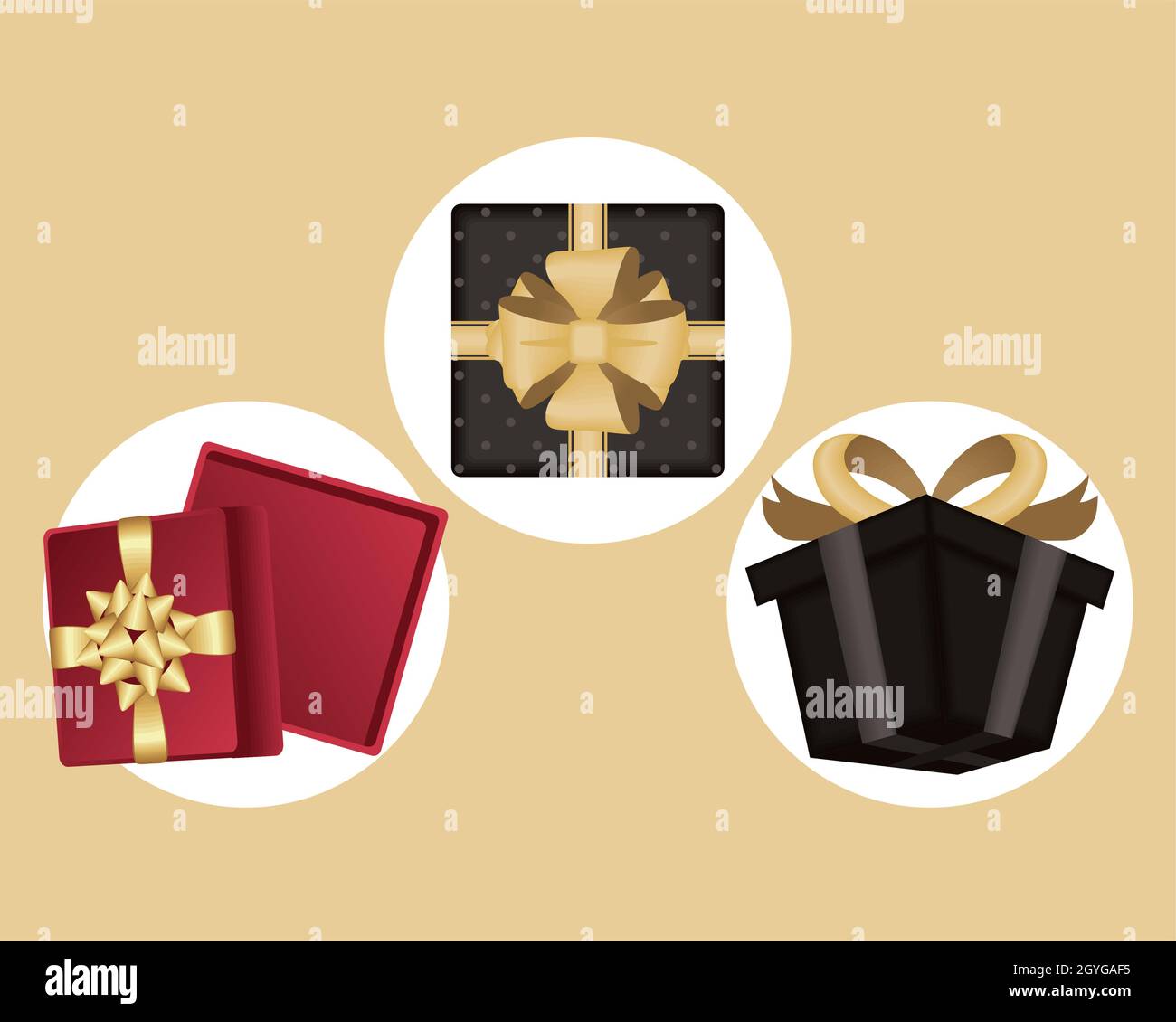 three gifts presents set icons Stock Vector Image & Art - Alamy