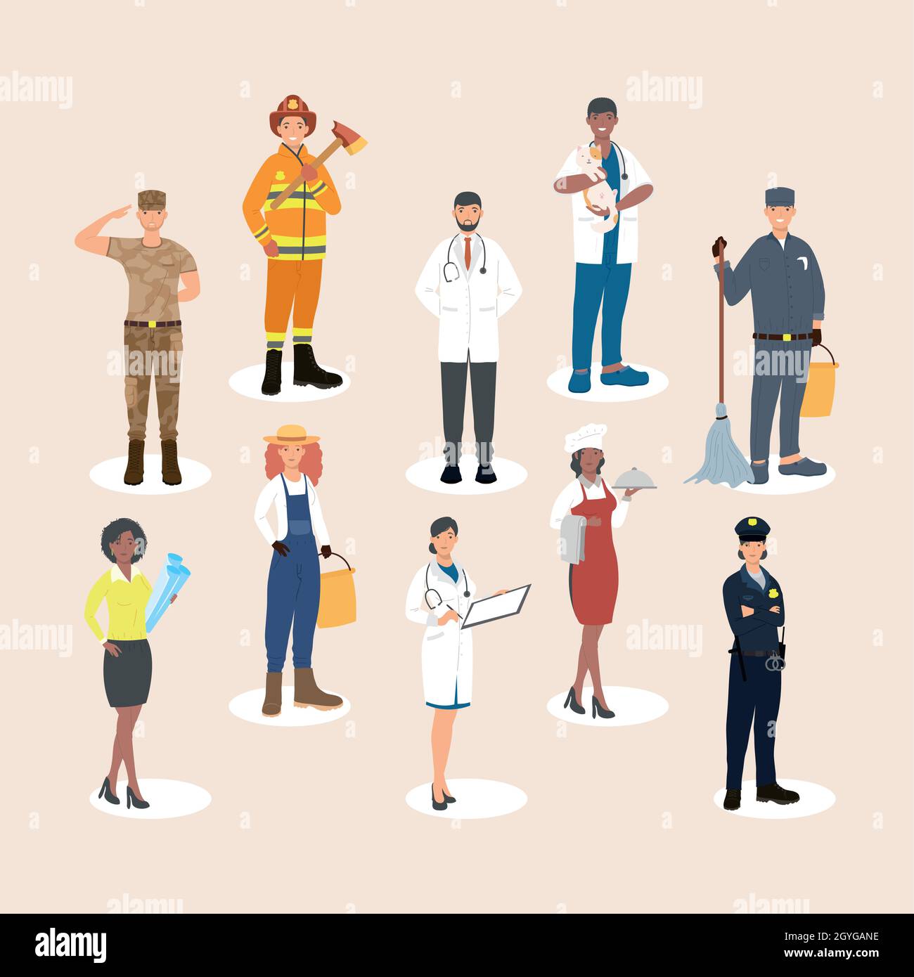 ten professionals workers characters group Stock Vector Image & Art - Alamy