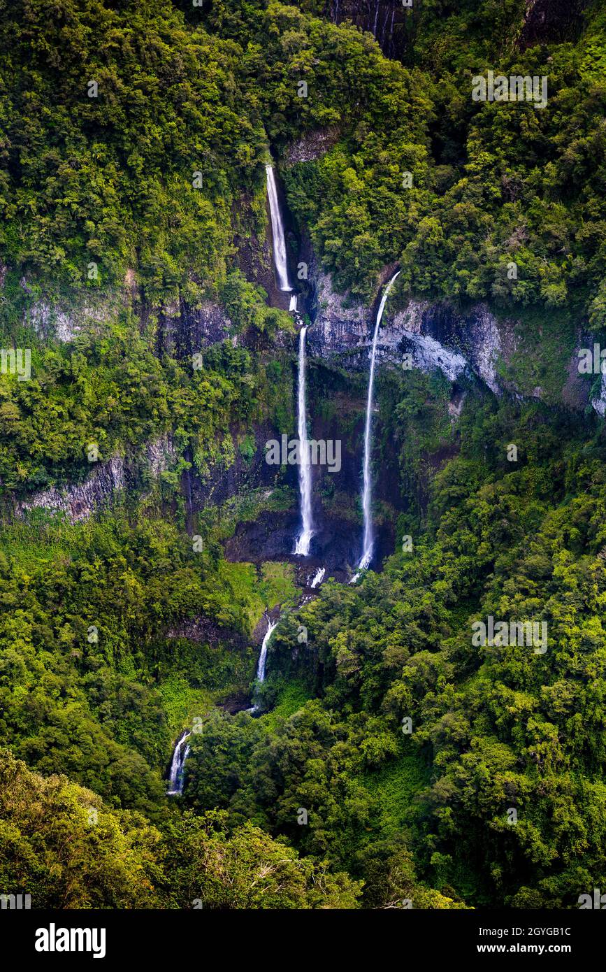 Beautilful waterfall at Takamaka Valley, Reunion Island Stock Photo - Alamy
