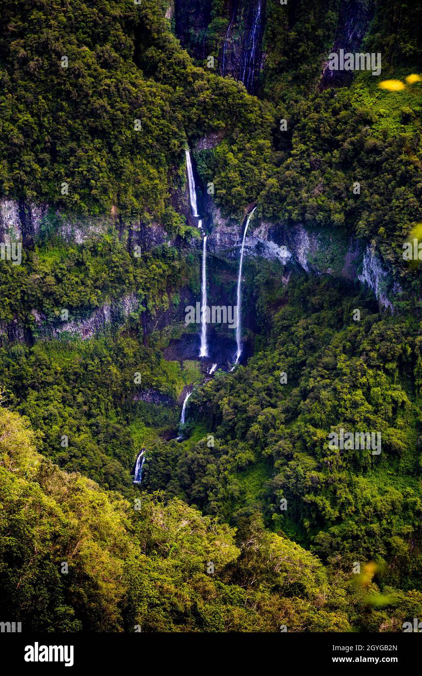 Beautilful waterfall at Takamaka Valley, Reunion Island Stock Photo - Alamy