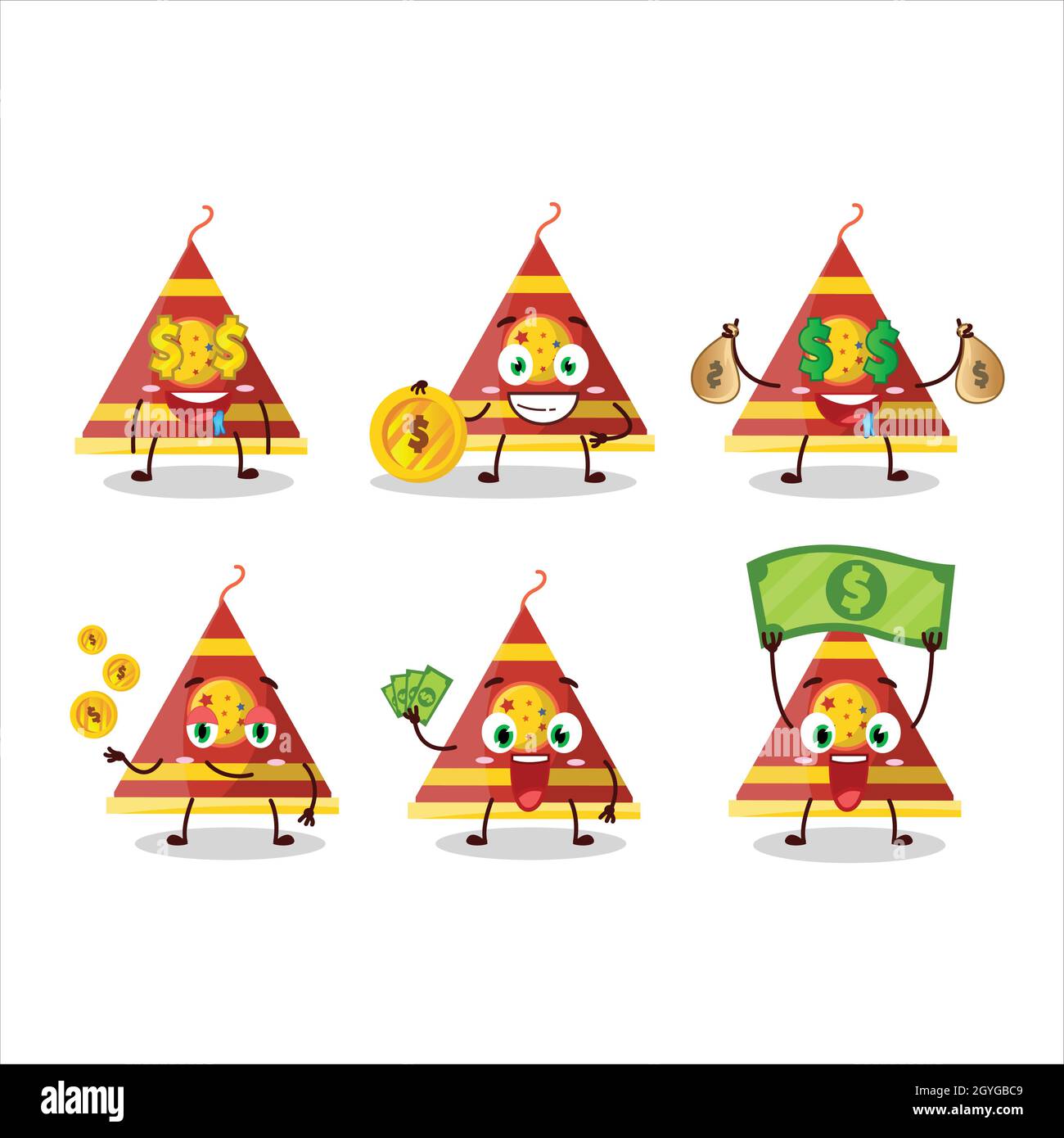 Firecracker smoke cone cartoon character with cute emoticon bring money ...