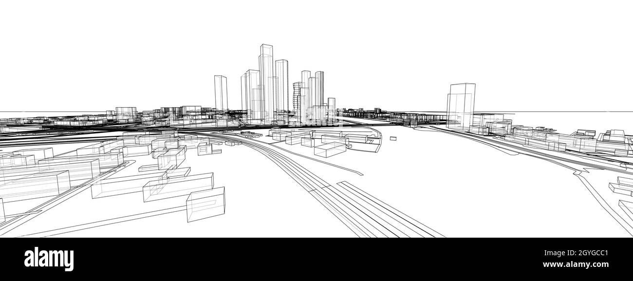 Vector 3d urban landscape. Buildings and roads Stock Vector Image & Art ...
