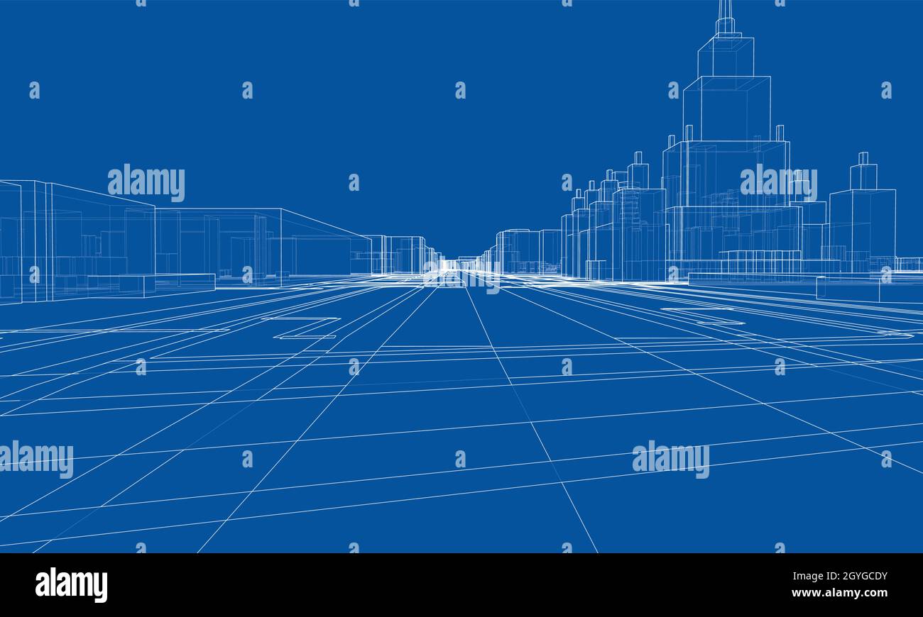 Vector lines buildings and city roads, town design Stock Vector Image ...