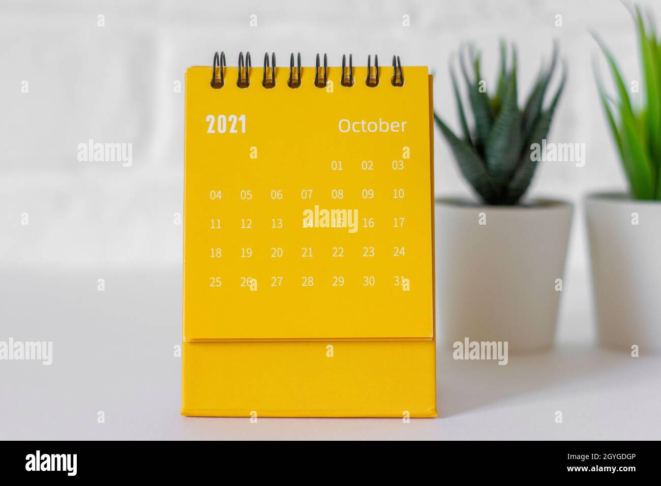 Calendar with tear-off sheets for October 2021.Hello October.Close-up ...