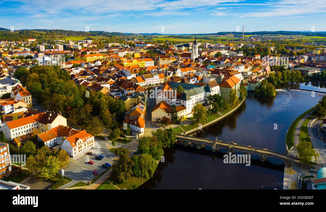 Aerial cityscape of Pisek Stock Photo - Alamy