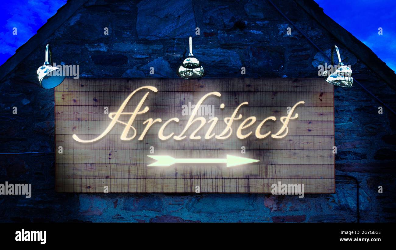 Street Sign the Direction Way to Architect Stock Photo - Alamy