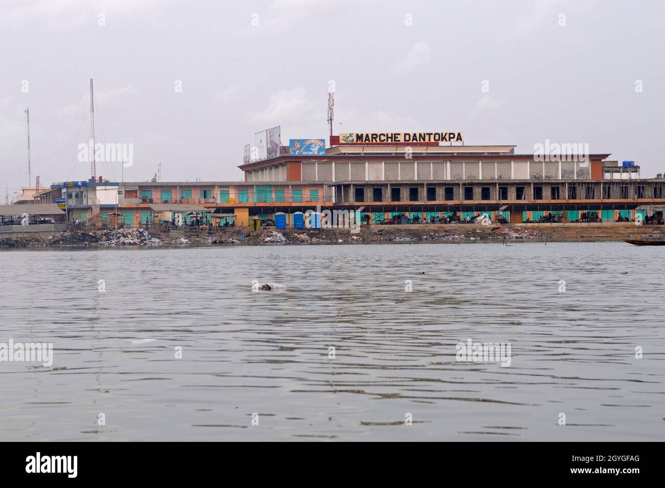 BENIN, COTONOU, DANTOKPA MARKET SEEN FROM COTONOU LAGOON Stock Photo ...