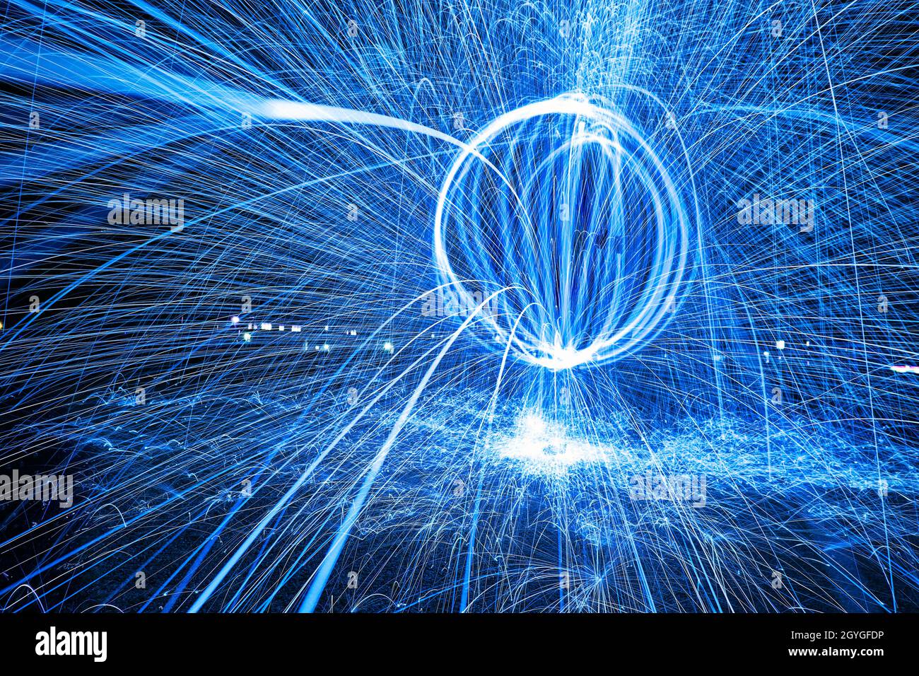 Magical orbs of blue sparks Stock Photo - Alamy