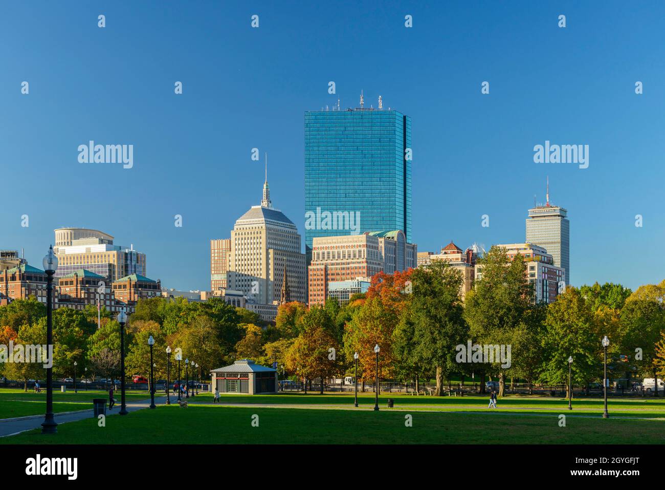 UNITED STATES, MASSACHUSETTS, BOSTON, BOSTON COMMON IN AUTUMN AND 200 ...