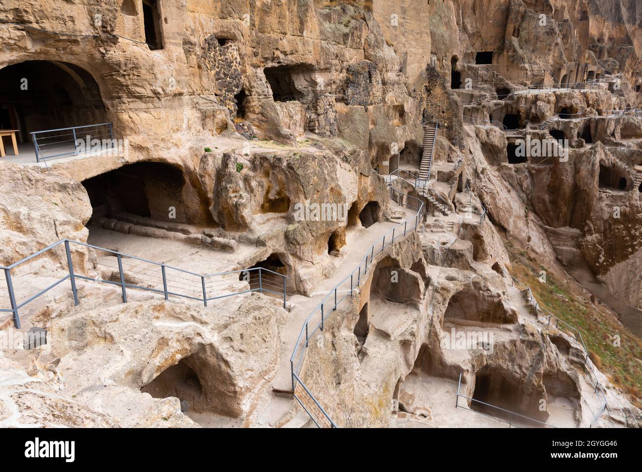View of the historic cave city and the monastery complex of Vardzia Stock Photo - Alamy